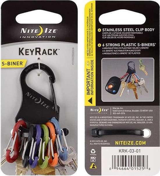 NITE IZE Key Rack - Black - Plastic S-Biners Sleutelhanger | bol.com