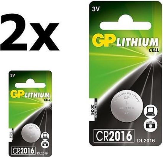2 Stuks - GP CR2016 Professional Electronics 3V 90mAh Lithium knoopcel | bol.com
