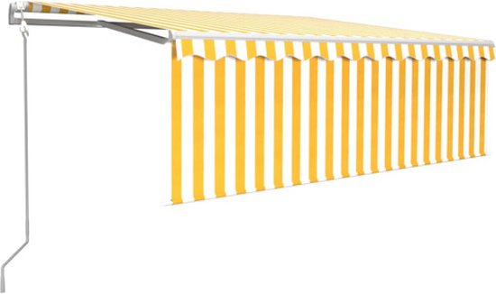 vidaXL Store automatique avec store enrouleur 4 x 3 m Jaune et blanc ...