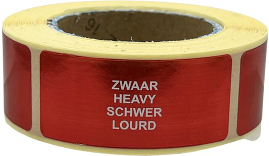 Zwaar sticker - 250 Stuks - 4 talen - 21x48mm - Waarschuwings sticker | bol