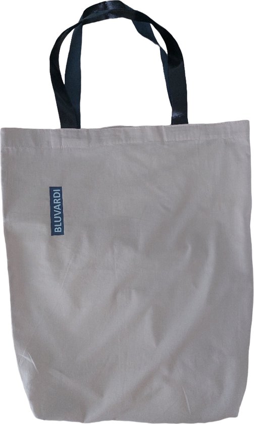 Bluvardi -Shopper XXL - Katoen met Leren Handvatten-Creme | bol.com