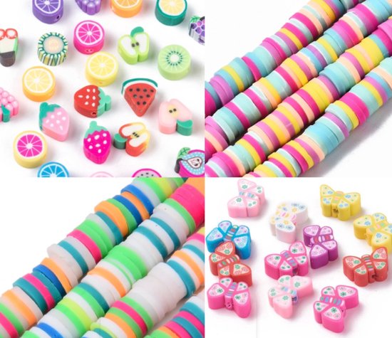 POP | Supergave Katsuki Fimo polymeer kralen set van ±1000 stuks FRUIT & BUTTERFLY mix | bol.com