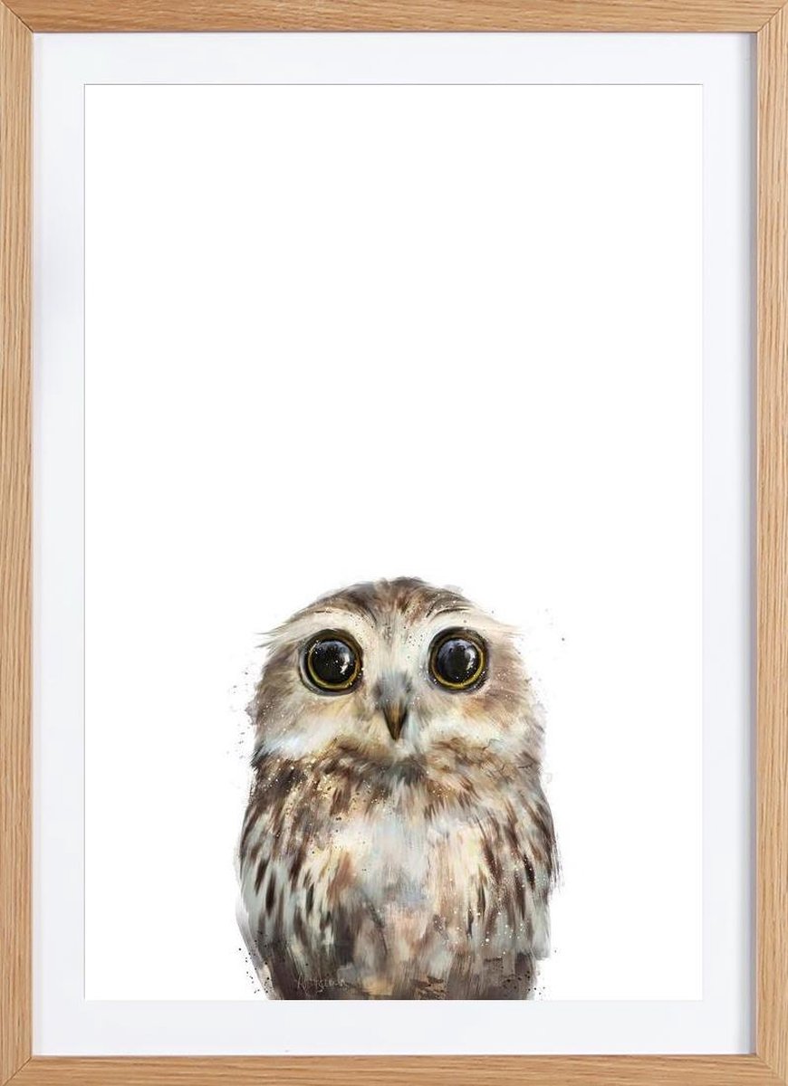 JUNIQE - Poster in premium houten lijst Uiltje illustratie -20x30 | bol.com