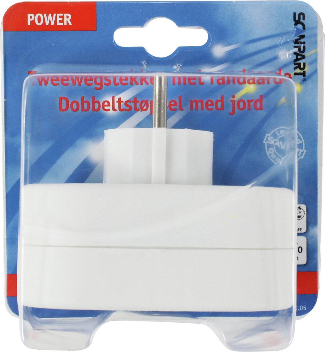 Scanpart stopcontact splitter verticaal - 2 voudig - Verdeelstekker ...