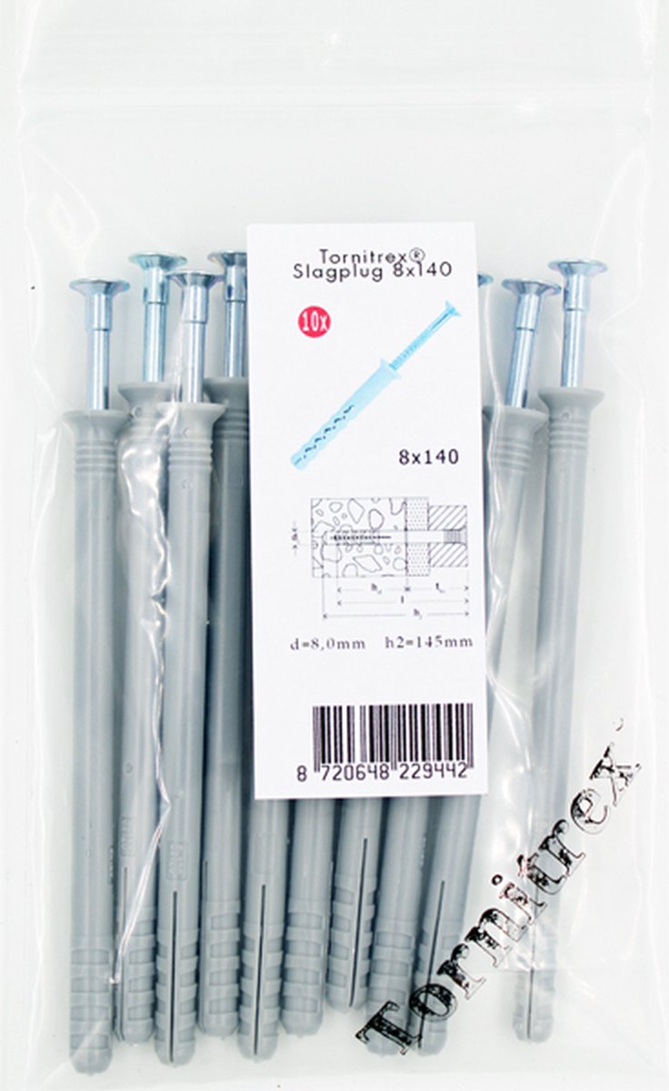 Tornitrex slagplug 8x140 (10x) | bol.com