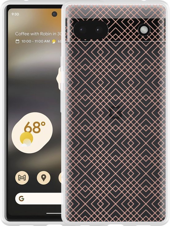 Cazy Hoesje geschikt voor Google Pixel 6a - Geometric Pink Lines | bol