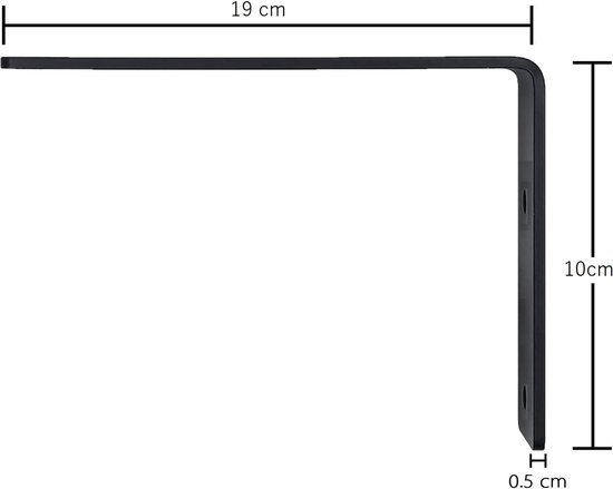 2x Industriële plankdragers L vorm mat zwart 20 cm - wanddrager ...