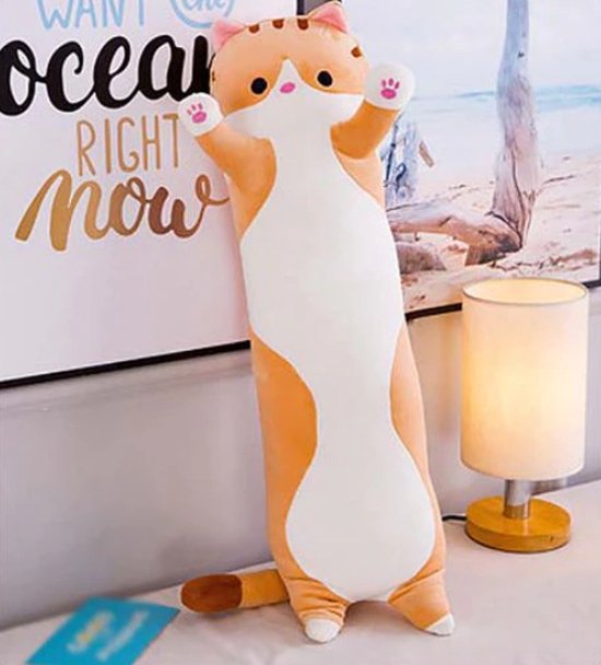 Kat Knuffel - Bruin - Kat pluche - Kat 50cm knuffel - kat bodypillow ...