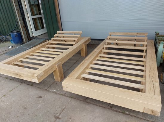 massief ligbed - eiken houten ligbed - zonnebed - 90 x 200 | bol