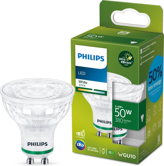 Philips Ultra Efficient LED spot - 50 W - GU10 - Wit licht | bol