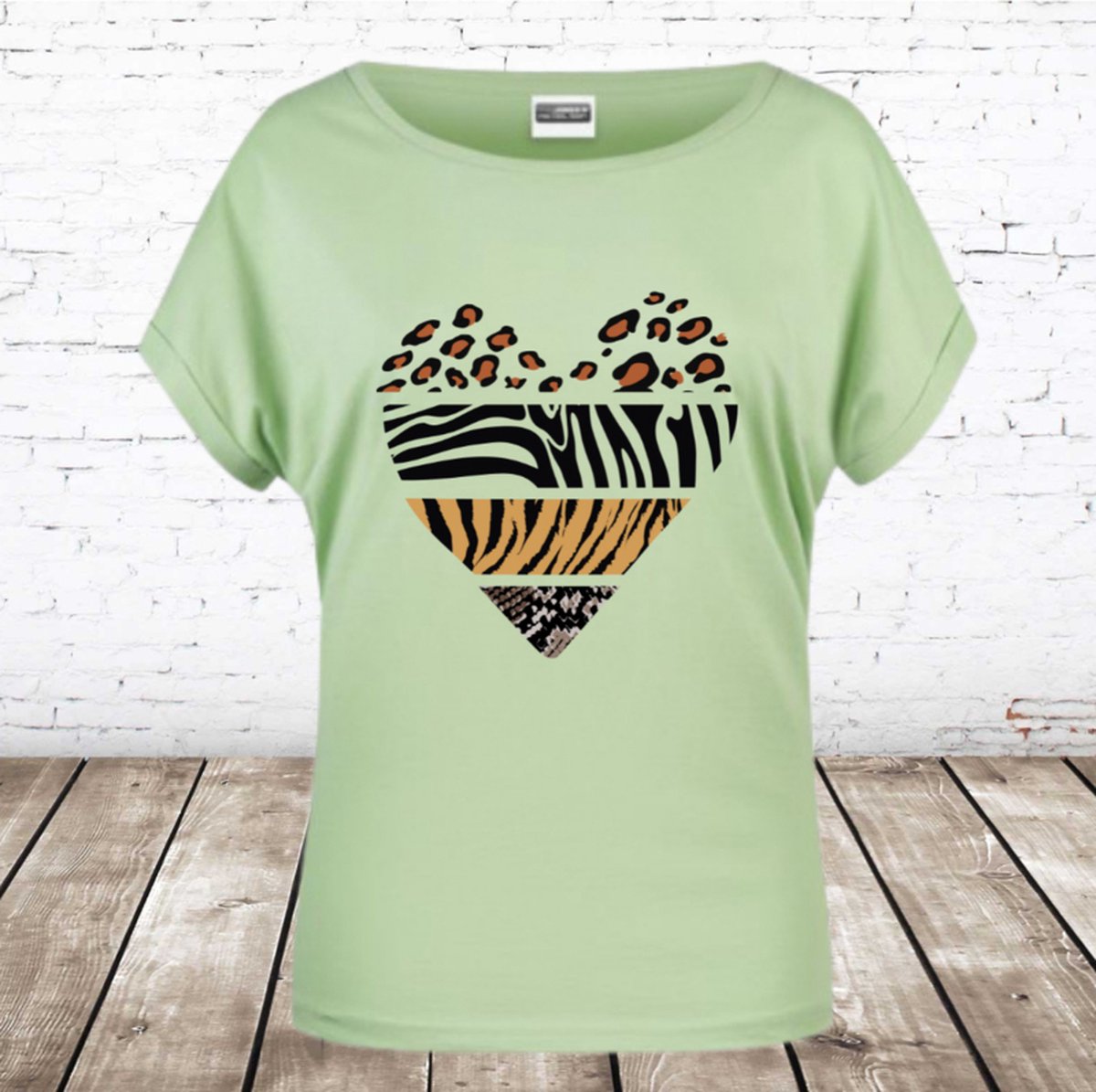 Dames T-shirt Panter hart mint - XS | bol.com
