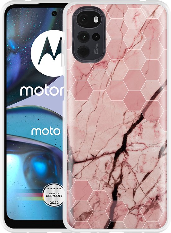 Motorola Moto G22 Hoesje Pink Marble - Designed by Cazy | bol