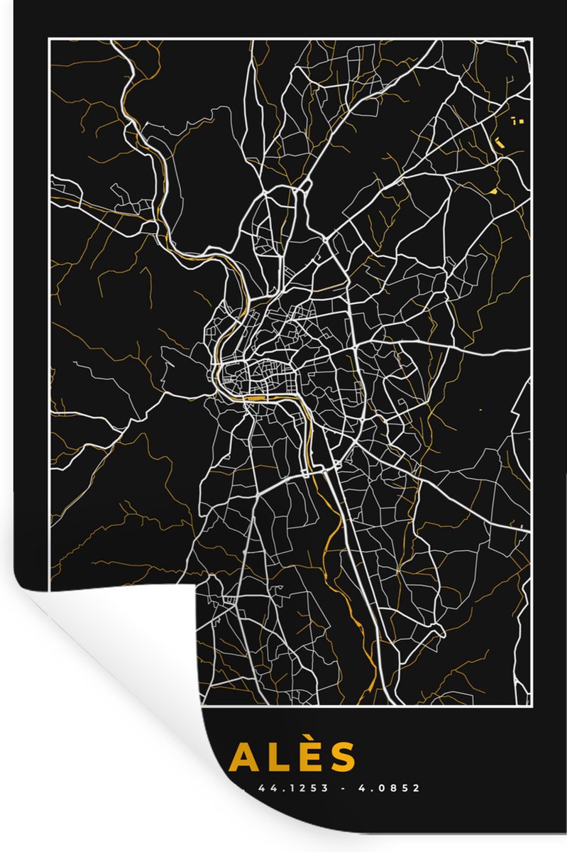 Stickers Stickers muraux - Alès - Plan de ville - Carte - Carte ...