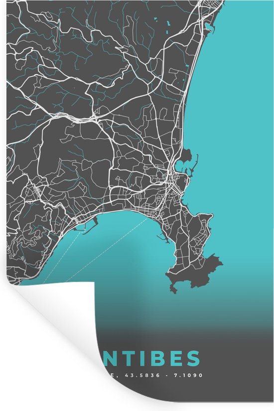 Stickers muraux - Antibes - France - Carte - Carte - Plan de la ville ...