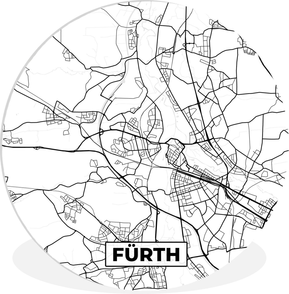 Wall Circle - Wall Circle Indoor - Map - Fürth - Map - City Map - ⌀ 150 ...