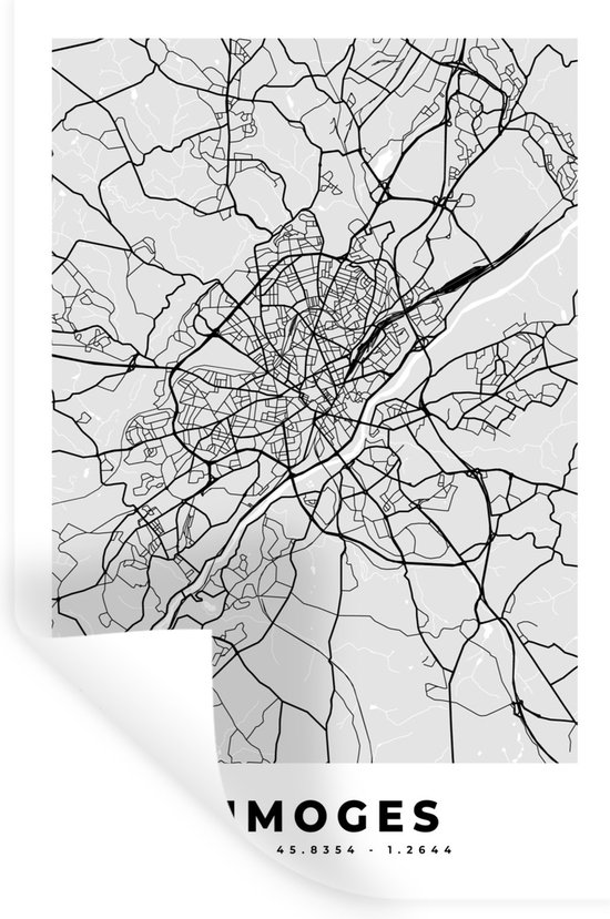 Stickers Stickers muraux - France - Limoges - Plan de ville - Plan ...