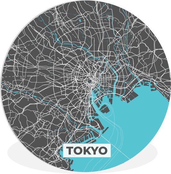 Wall Circle - Indoor Wall Circle - Tokyo - Blauw - City Map - Map ...