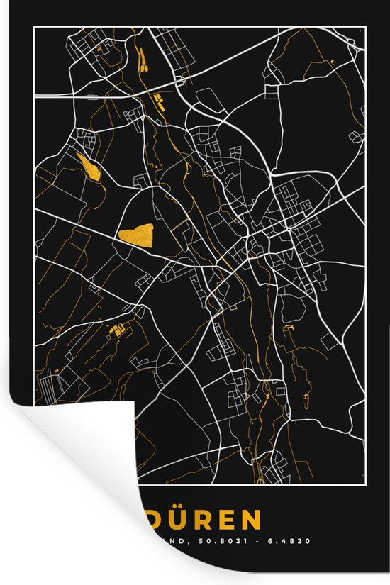 Muurstickers - Sticker Folie - Black and Gold – Stadskaart – Düren ...