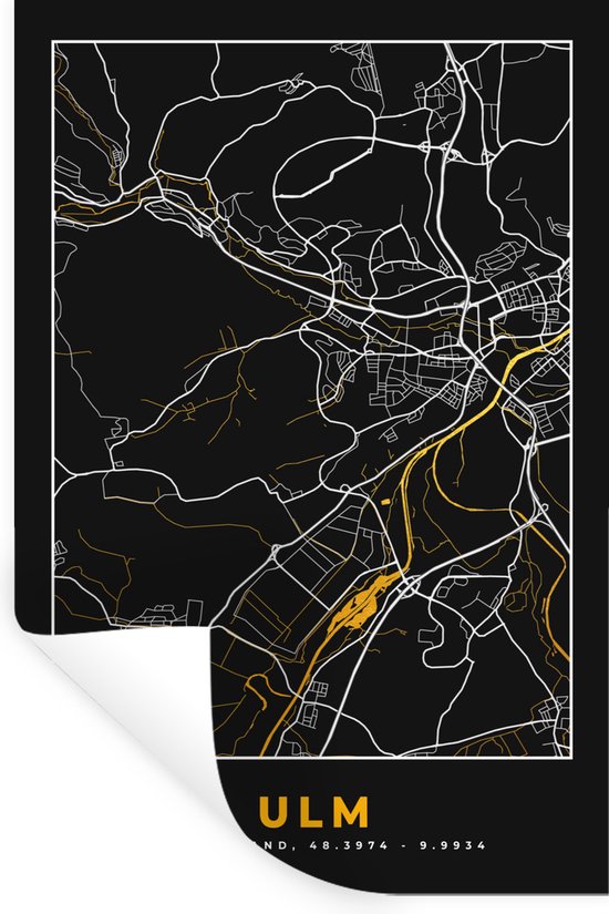 Muurstickers - Sticker Folie - Ulm - Stadskaart - Plattegrond - Goud ...