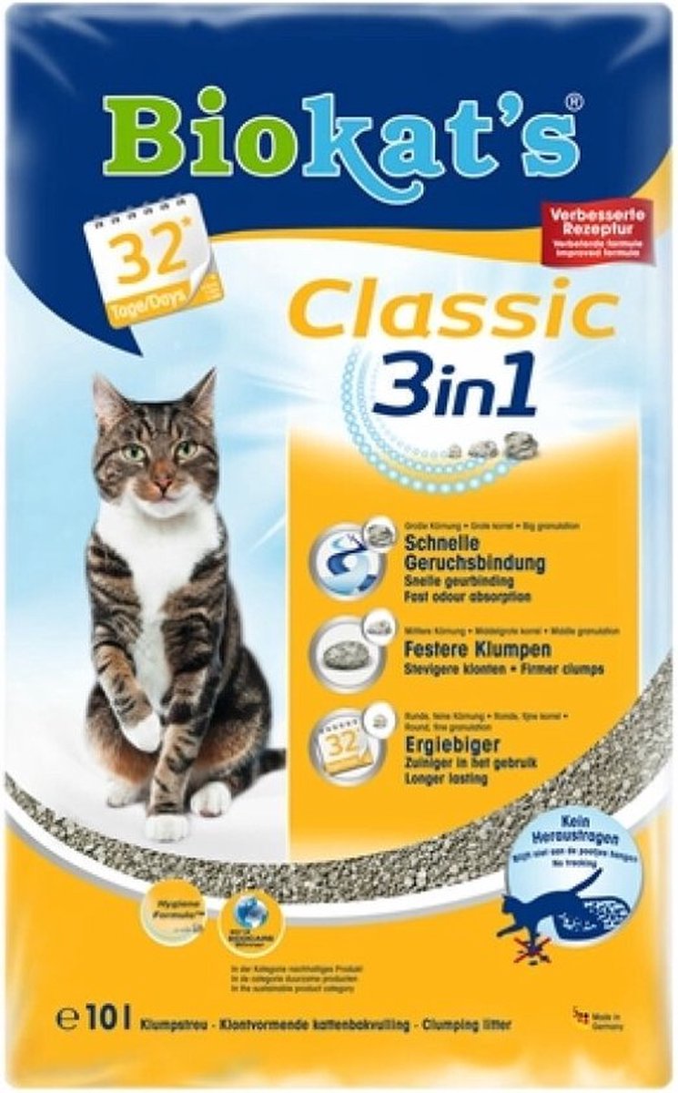 Biokat's Classic 3 In 1 - Kattenbakvulling - klontvormend - 10L | bol