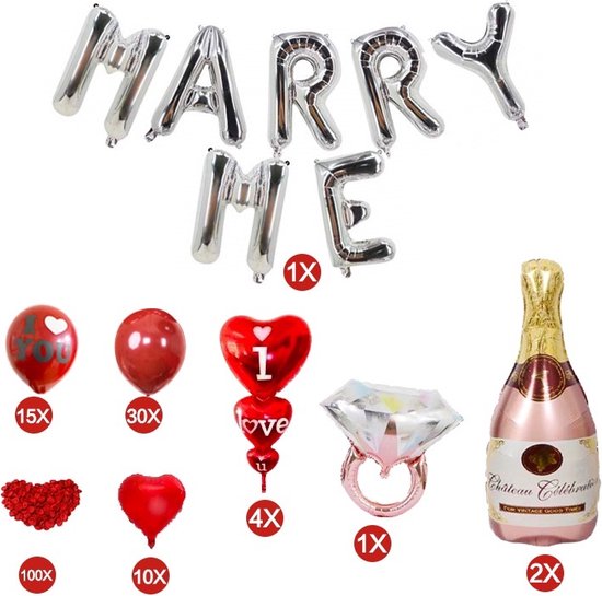 Huwelijksaanzoek 163-delig decoratie set - Huwelijksaanzoek - I love ...