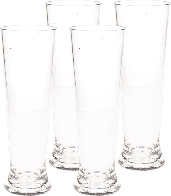 12x stuks onbreekbaar bierglas op voet transparant kunststof 30 cl/300 ml -... | bol