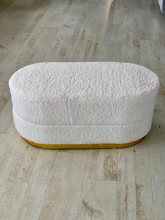 Luxe Witte Teddy Poef – Met gouden Poot – 40 cm x 93 cm | bol.com
