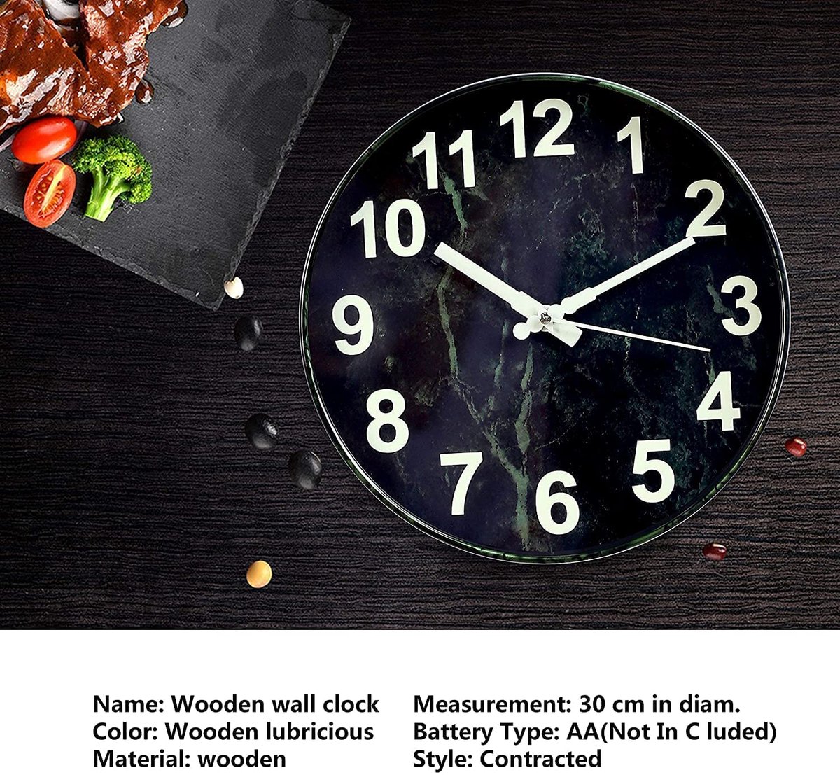 Lichtgevende Wandklok, 12 Inch Metalen Grote Wandklok Zonder ...