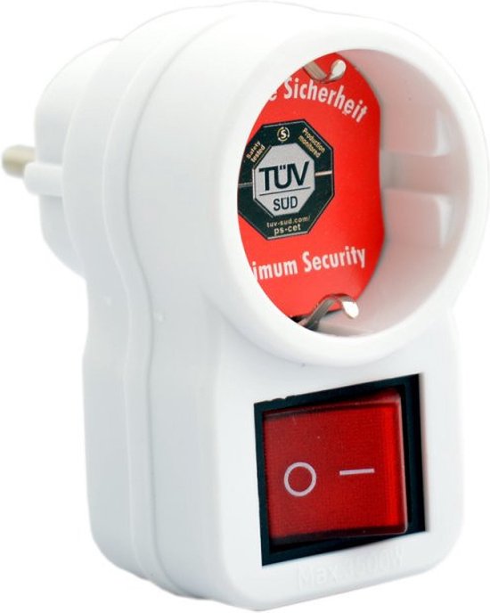 2x stuks stopcontact adapters enkel wit - Met randaarde en schakelaar ...