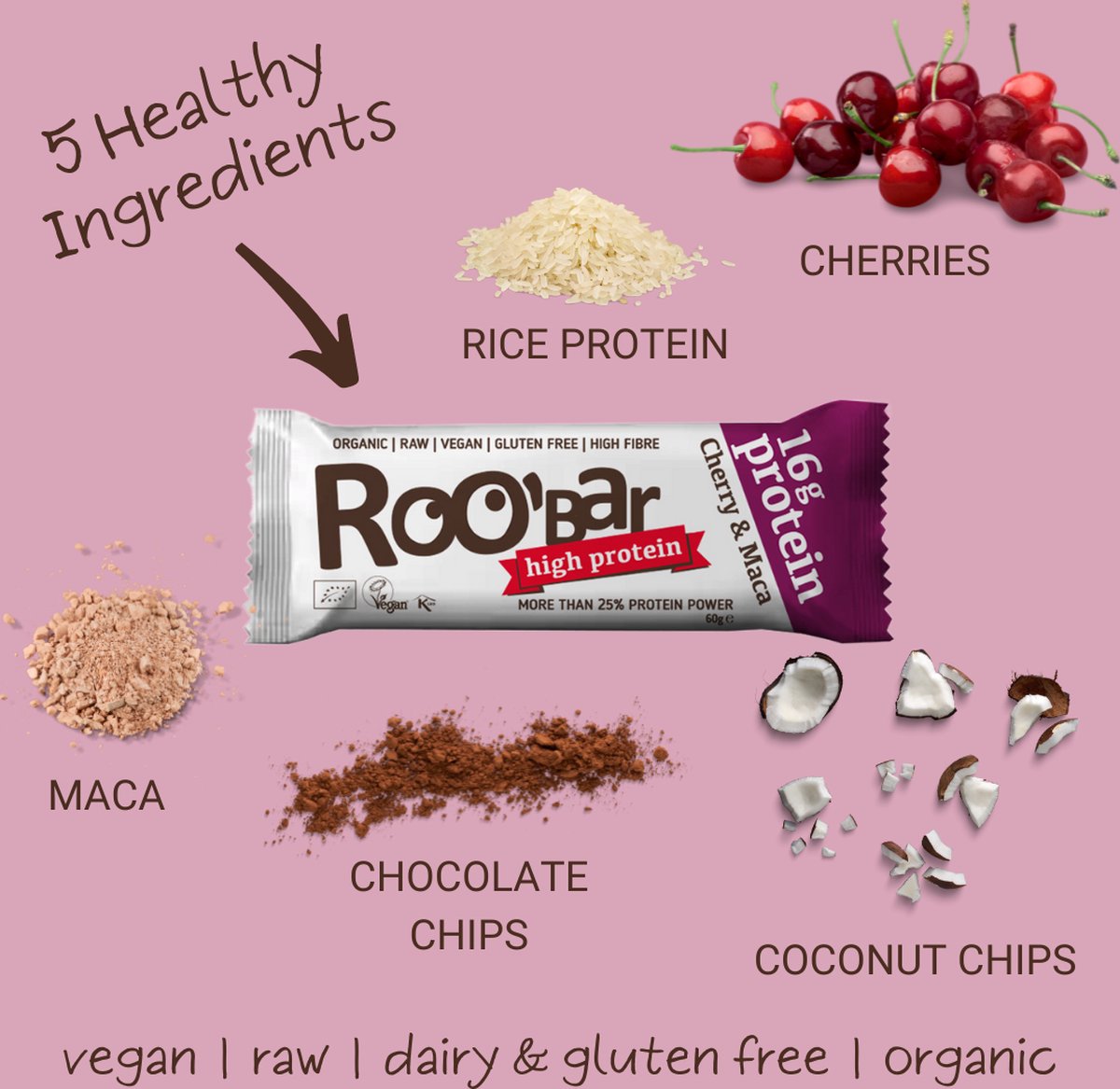 Roo'Bar | Protein | Cherry & Maca Bar | Box 10 stuks | bol