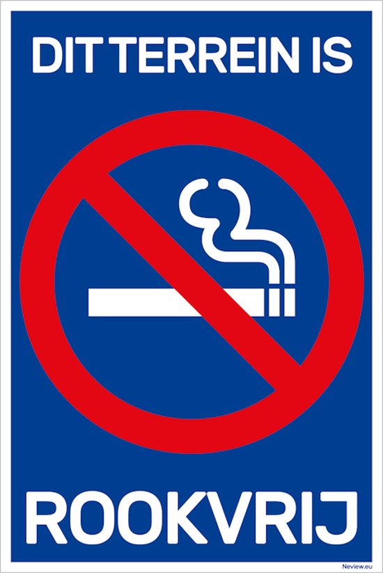Bordje "Dit terrein is rookvrij" - 20x30 cm - Voor binnen & buiten ...