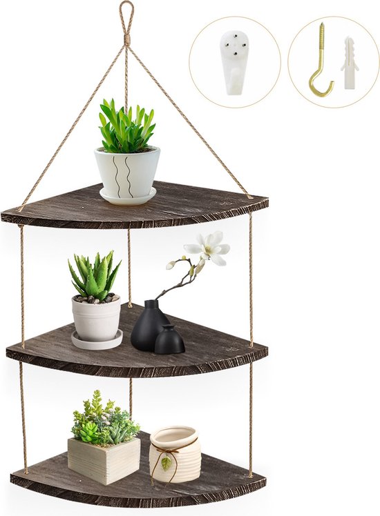 Hoek opbergrek - 3 lagen - Waaiervormig wandrek - 90 graden - Stevig ...