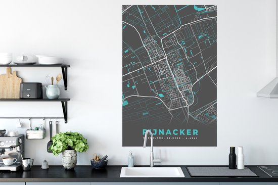 Poster Plattegrond - Pijnacker - Kaart - Stadskaart - 80x120 cm | bol