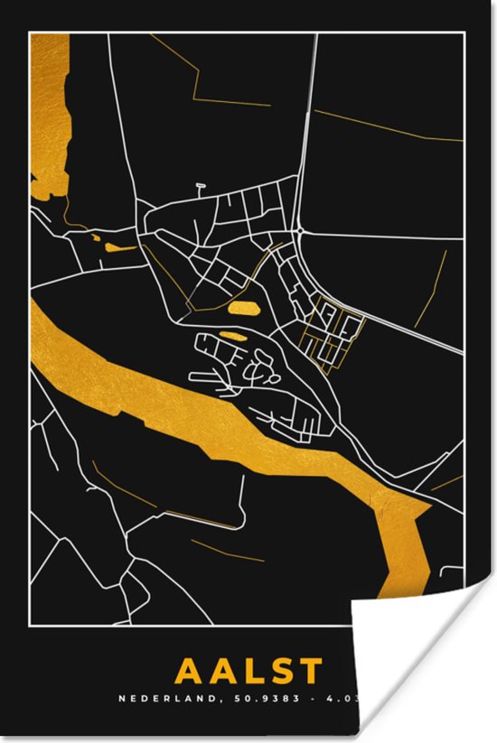 Poster Plattegrond - Kaart - Aalst - Goud - Stadskaart - 80x120 cm | bol
