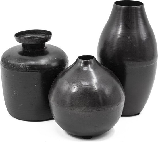 Vaasje metaal zwart - metalen vaasje - Kolony - zwarte decoratie | bol.com