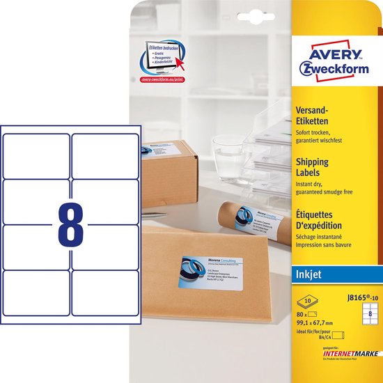 Avery White Address Label - Inkjet - J8165 | bol