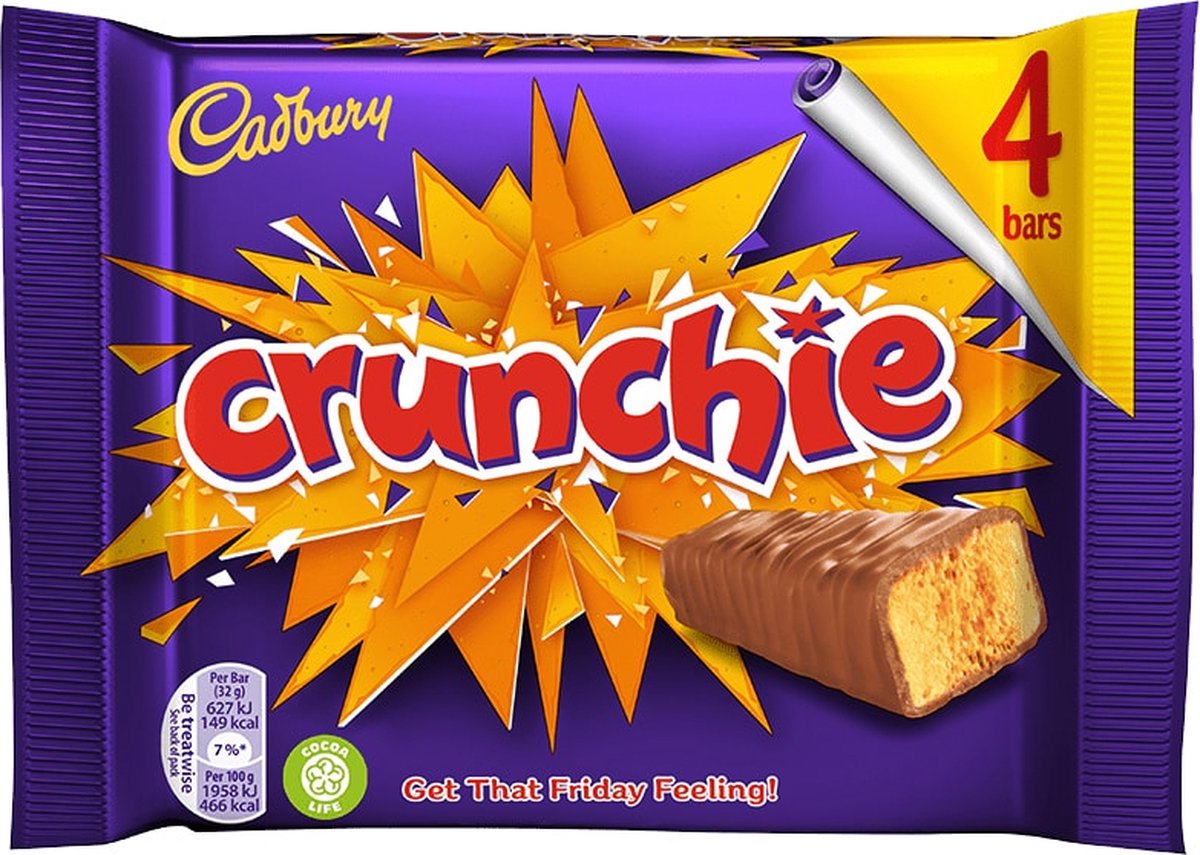 Cadbury Crunchie (4 Bars in a Packet x 26g) | bol