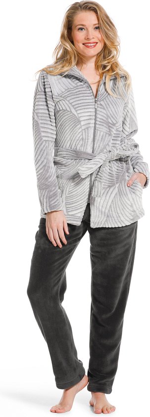 Pastunette fleece huispak - Deluxe - ''Jungle flower'' - Grey - 46 ...