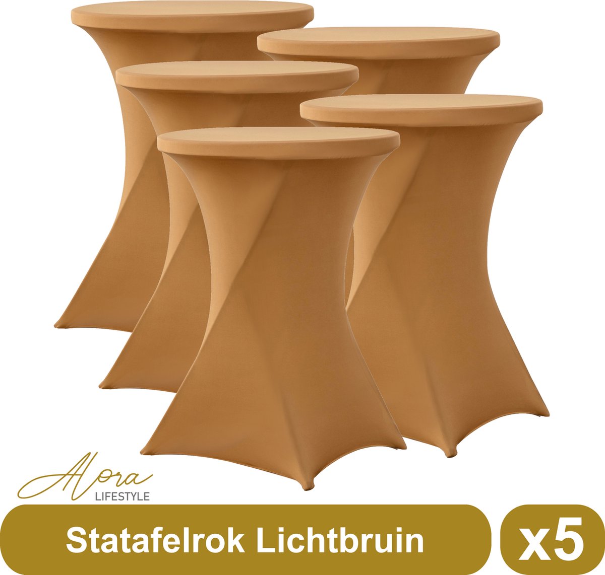 Statafelrok lichtbruin 80 cm - per 5 - partytafel - Alora tafelrok voor statafel -... | bol.com