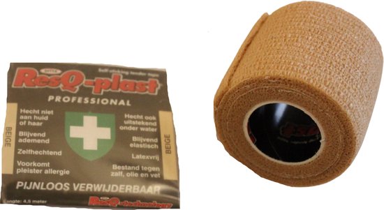 Beige Huidkleur ResQ-plast 50mm Zelfhechtende pleister water en vet resistent | bol.com