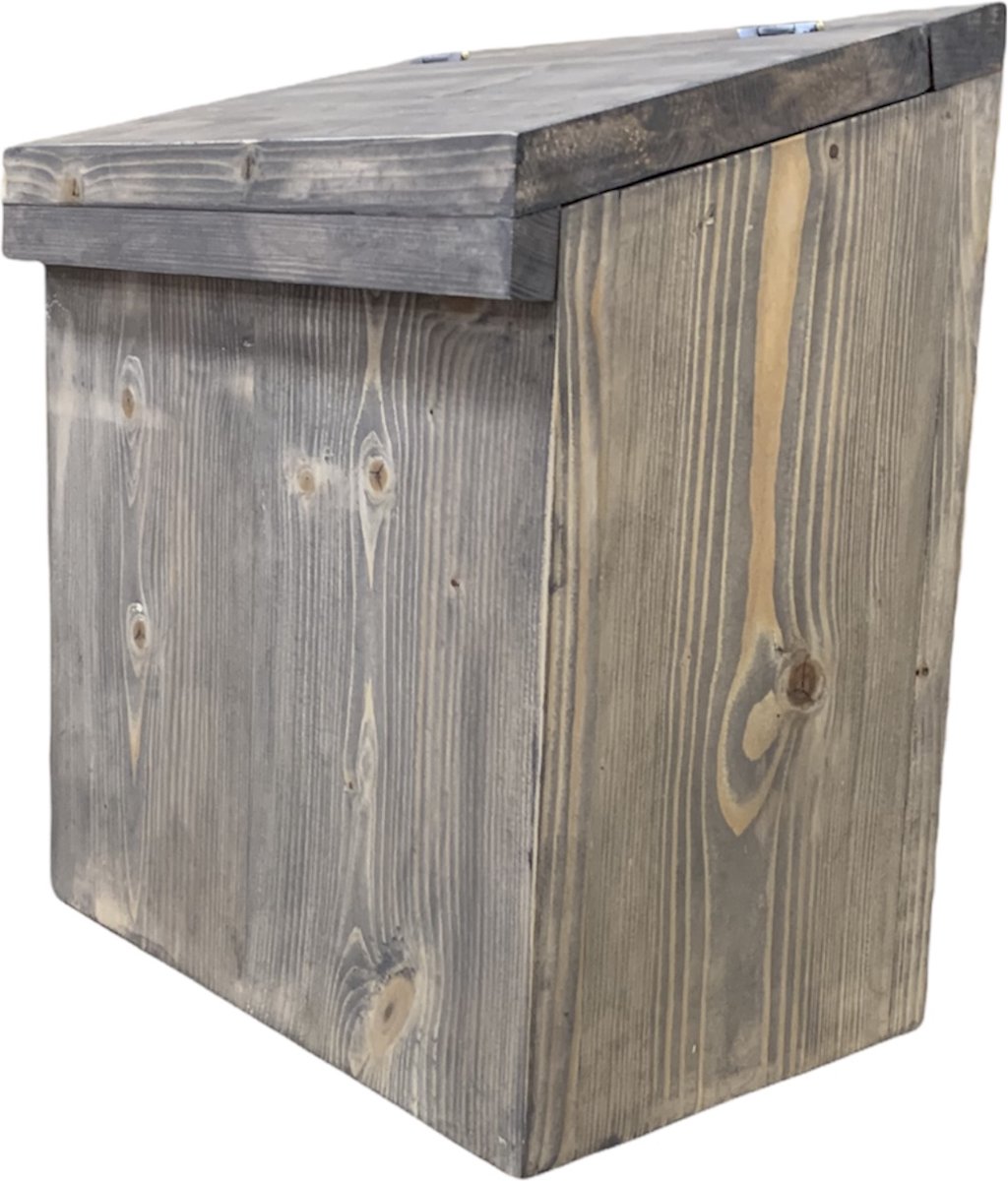 steigerhouten brievenbus voor aan muur - donker grijs - postbus hout ...
