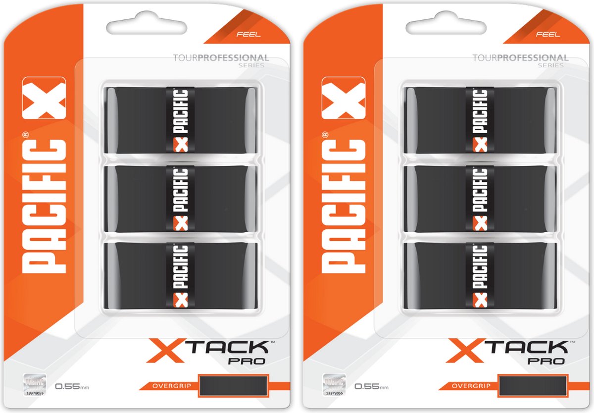 Pacific X Tack Pro Duo Pack - Tennisgrip - 0.55mm - Zwart - 6 Overgrips ...