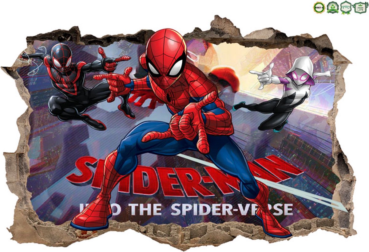 Muursticker Spiderman | Spider-Man door muur (3D-effect) | Muursticker ...