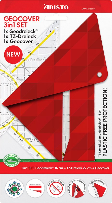 Aristo geocoverset 3in1 - geocover - geodriehoek - tekendriehoek - rood ...