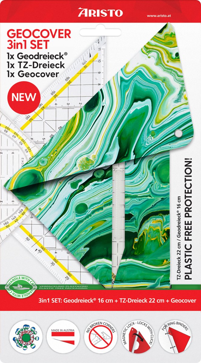 Aristo - geocoverset 3in1 - Mystic green - 1 geocover + 1 geodriehoek ...