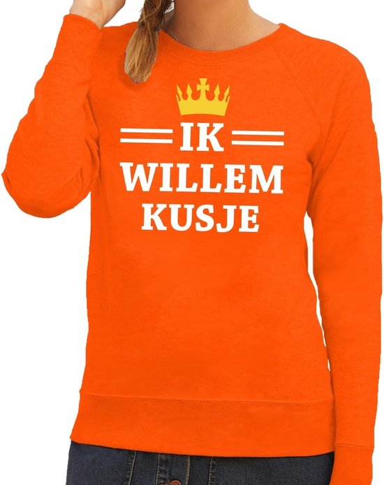 Oranje Ik Willem kusje sweater dames - Oranje Koningsdag kleding XXL | bol