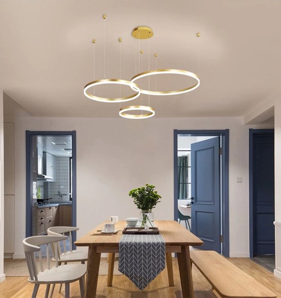 3 Ring - Hanglamp - Goud - Modern - Dimbaar met afstandsbediening | bol