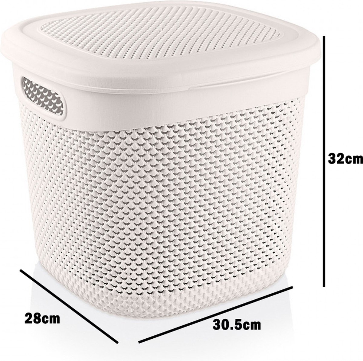 wasmand - Vierkant - medium - met deksel - 15 liter - Wit | bol.com