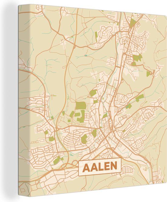 Canvas Schilderij Plattegrond - Aalen - Stadskaart - Vintage - Kaart ...