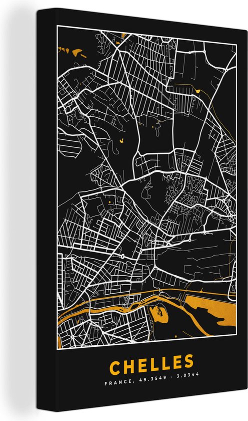 Canvas Schilderij Frankrijk - Chelles - Stadskaart - Plattegrond ...